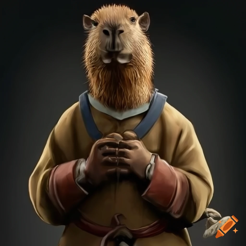 Victorian humanoid capybara soldier illustration on Craiyon