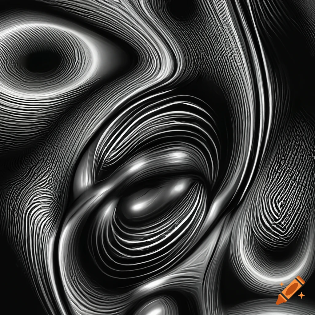 Abstract black and white vibrating shapes with micromovement on Craiyon