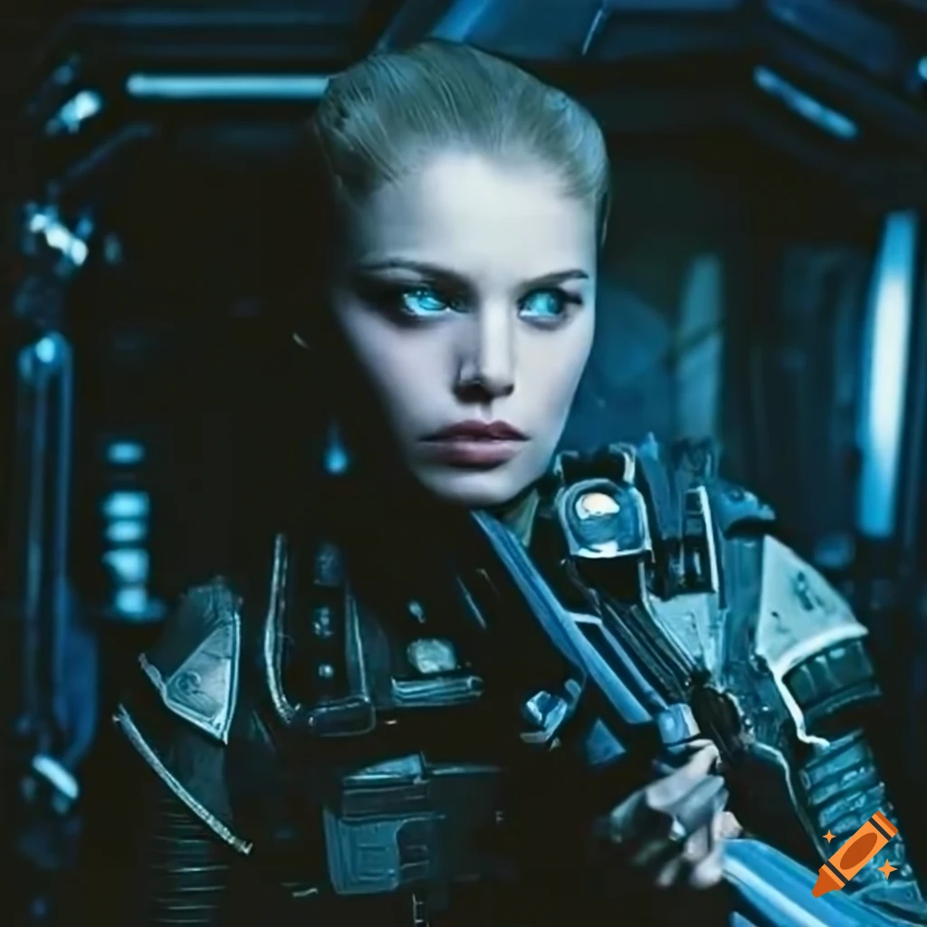 Sci-fi girl in a futuristic aliens marines universe on Craiyon