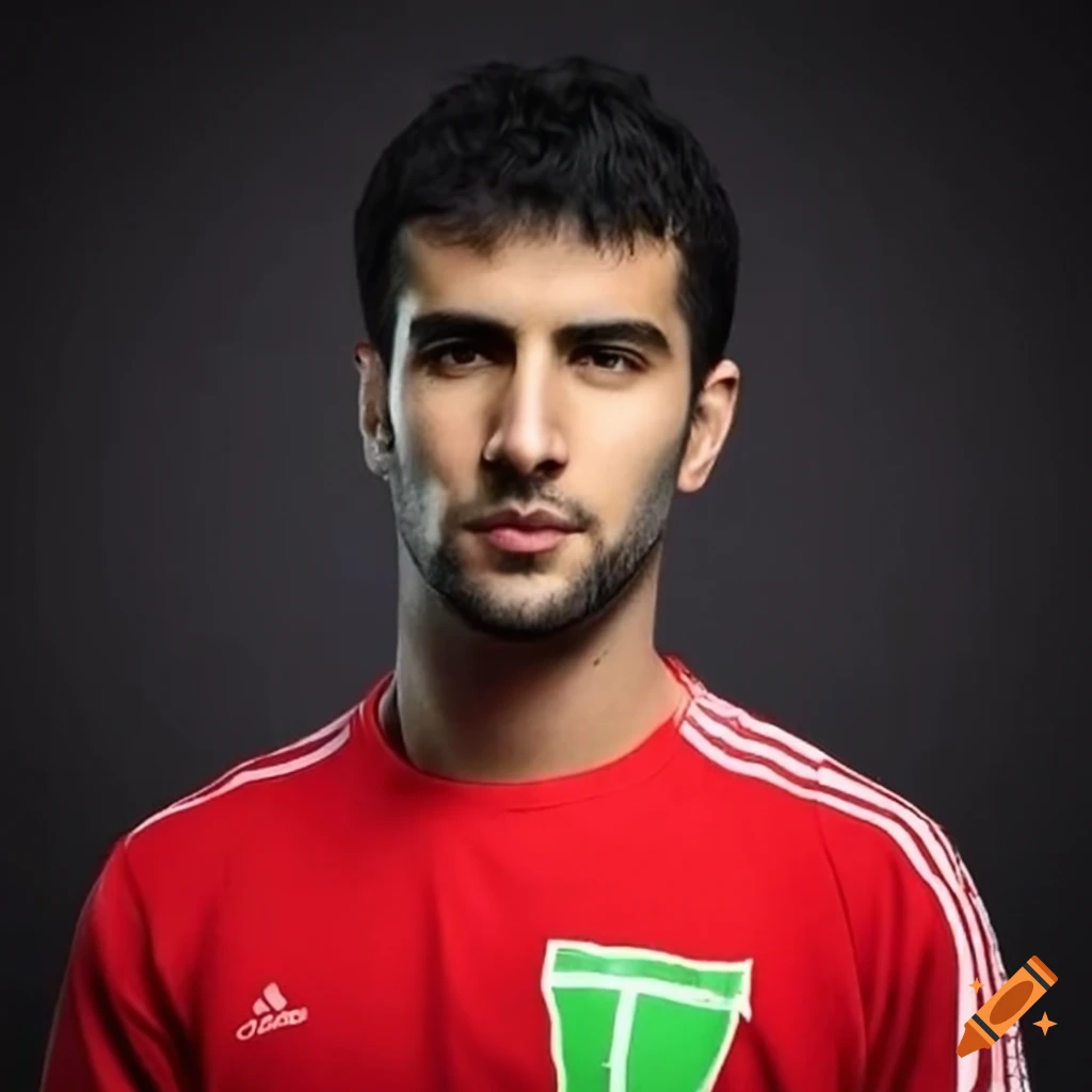 Iranian soccer player headshot on Craiyon