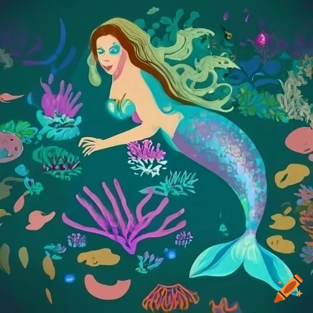 Two mermaid goddesses overseeing an enchanting realm on Craiyon