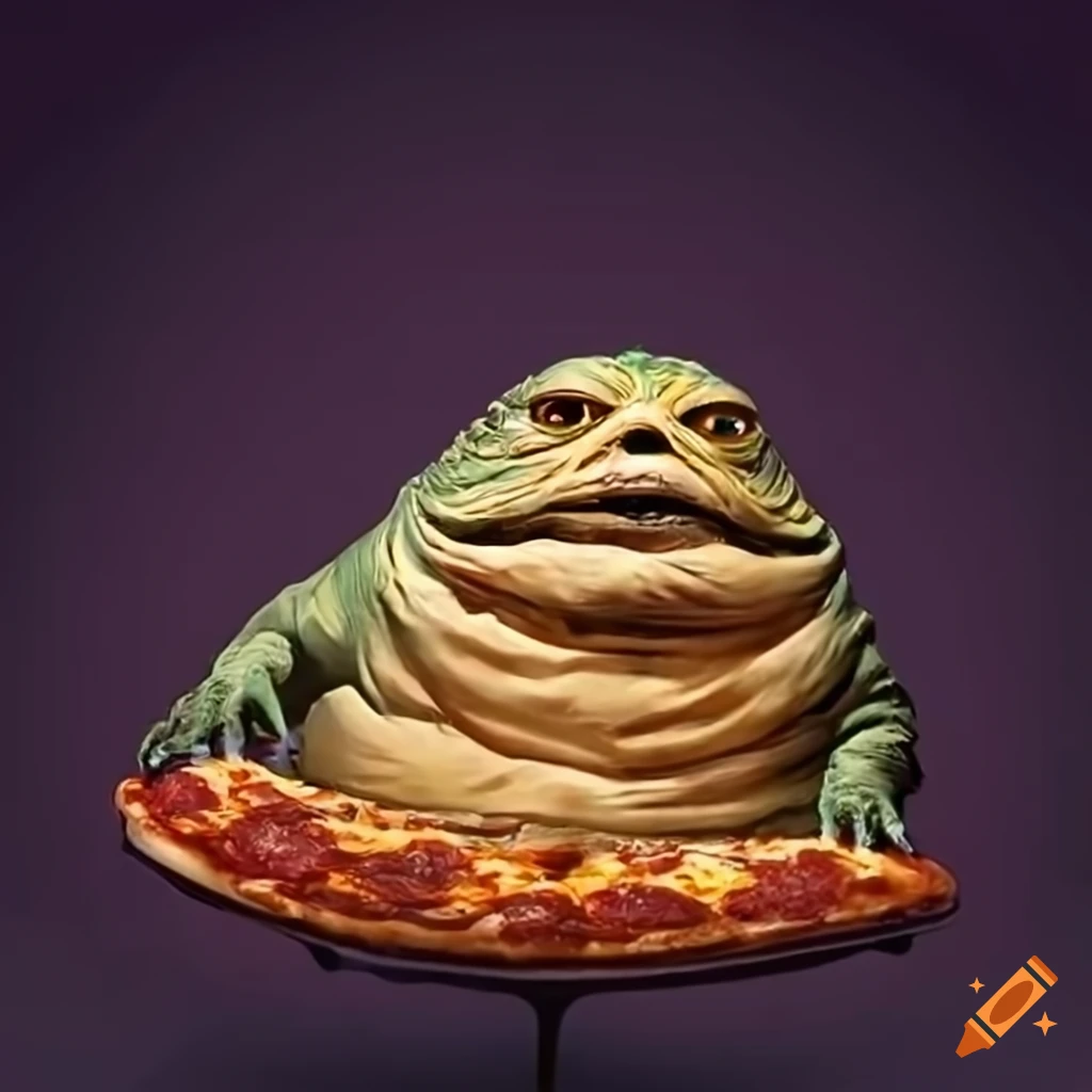 Artistic representation of pizza the hutt character on Craiyon