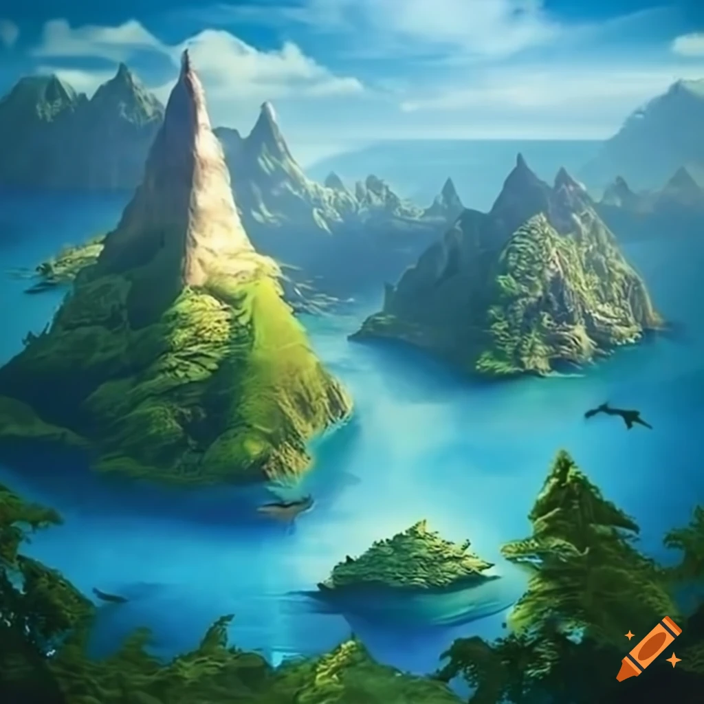 Map of a natural fantasy island on Craiyon