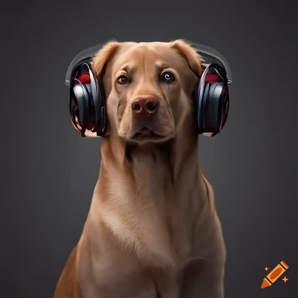 Labrador retriever with headphones on Craiyon
