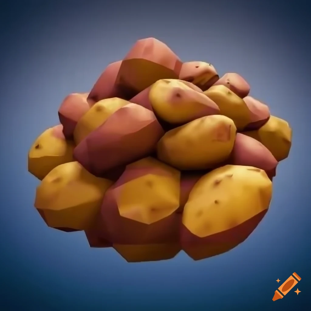 Low poly wall of roast potatoes on Craiyon