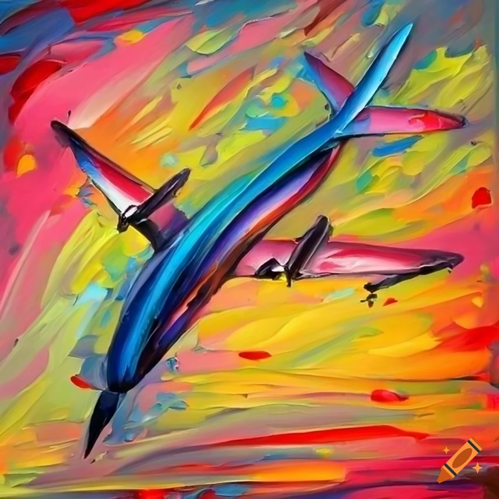 Abstract knife painting of an airplane on Craiyon