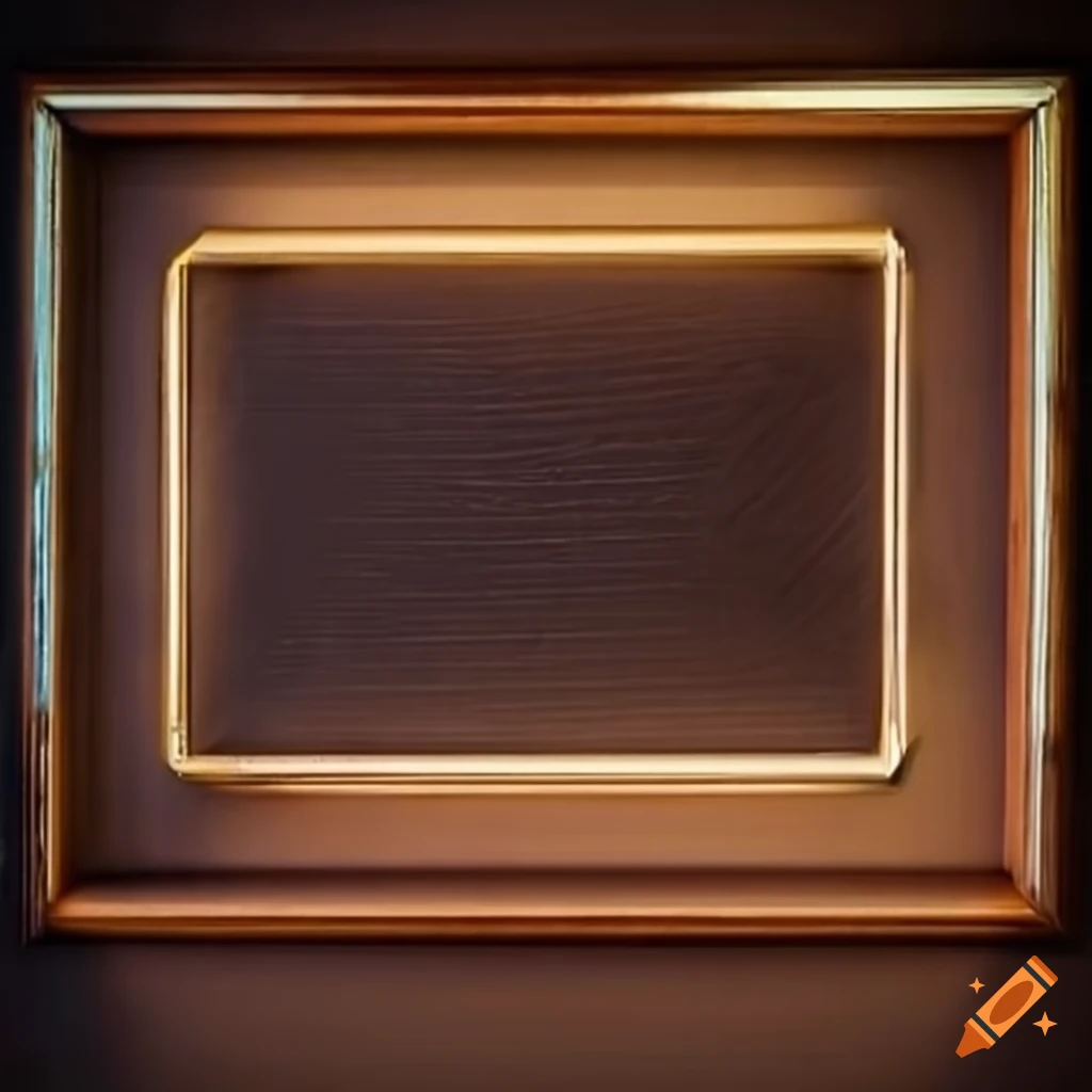 Futuristic detailed wooden picture frame with lights on Craiyon