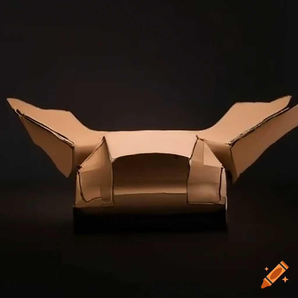 Tesla car with plane wings made of cardboard on Craiyon
