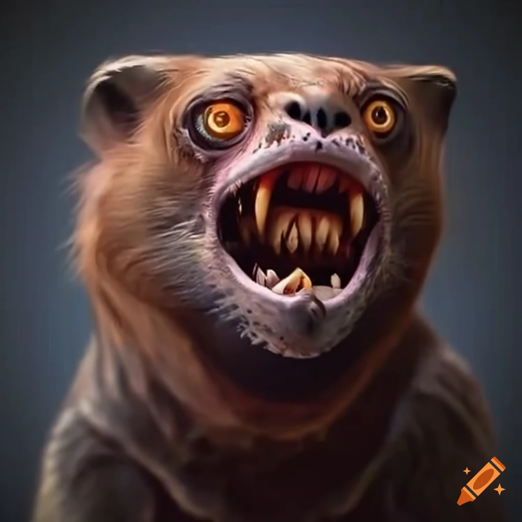 Spooky animal with an eerie grin on Craiyon