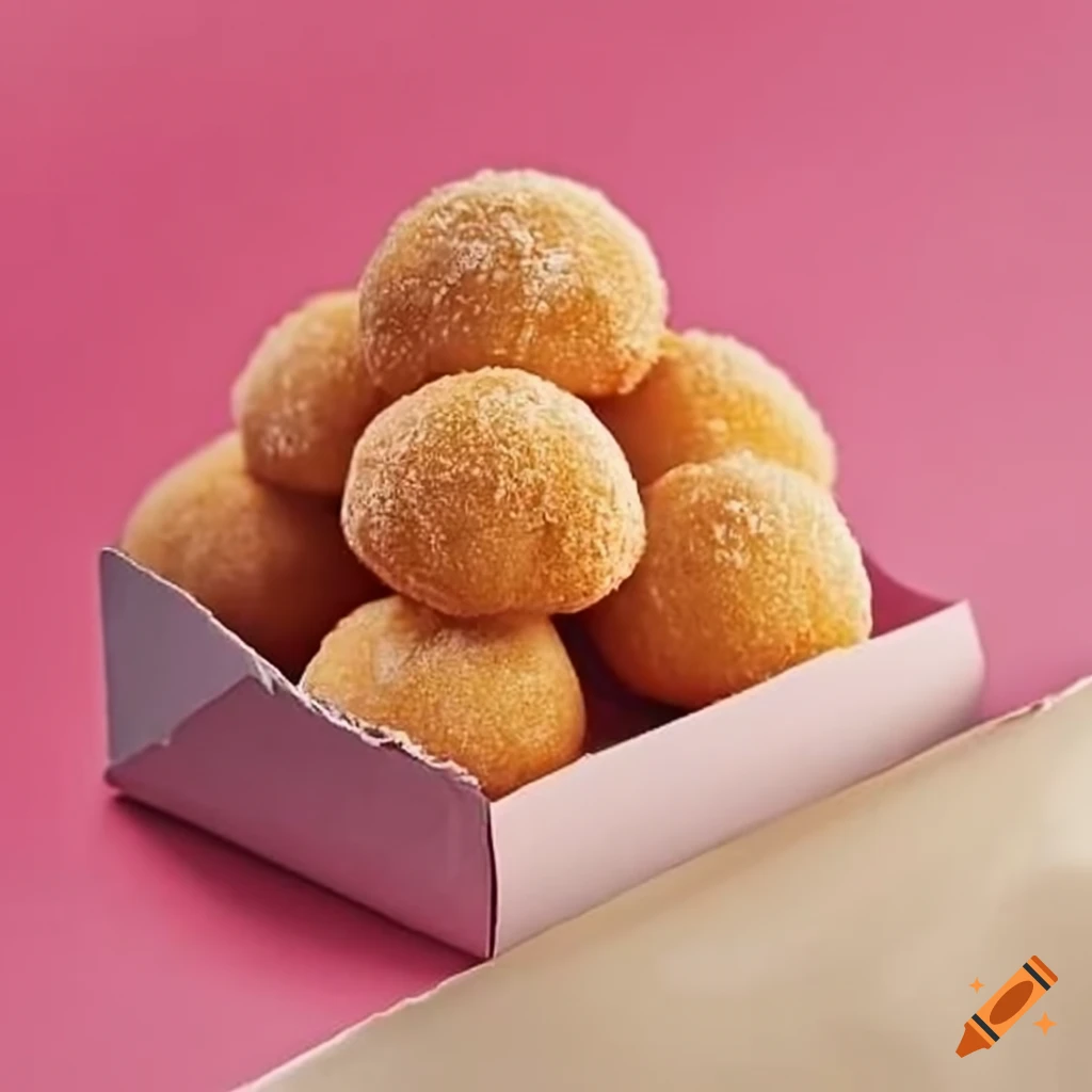 Golden, crispy mini dough balls in a popcorn box on Craiyon
