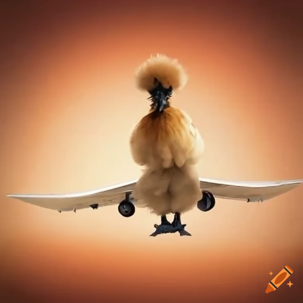 Silkie chicken pilot in a commercial airliner on Craiyon