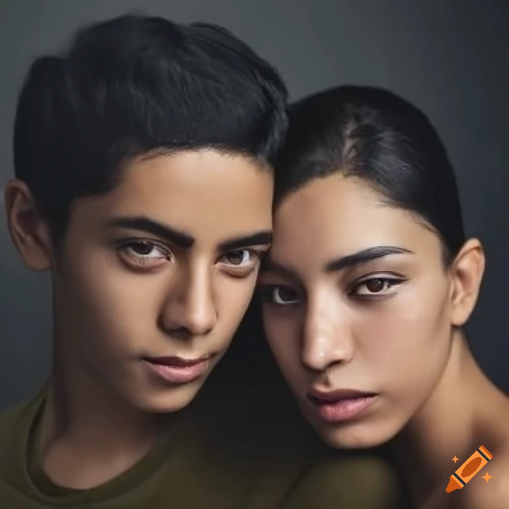 Humanoid couple with arabic features and black hair on Craiyon