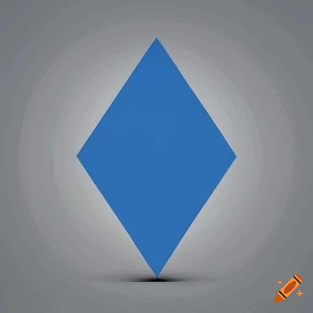 Blue flat lozenge symbol with knife cutting into it on gray background ...