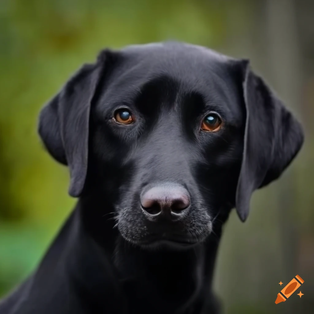 Black labrador with one ear raised on Craiyon