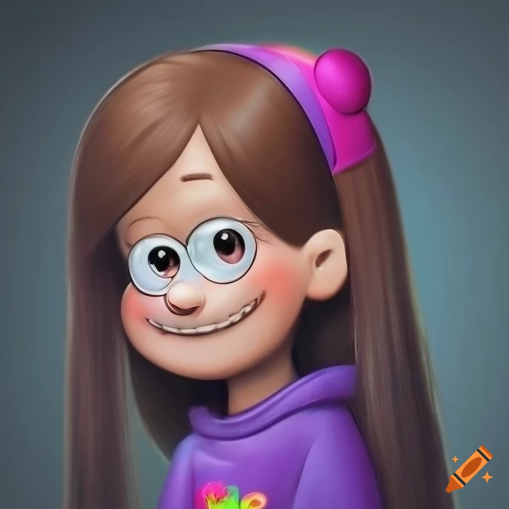 Portrait of Mabel Pines with beautiful long dark hair on Craiyon