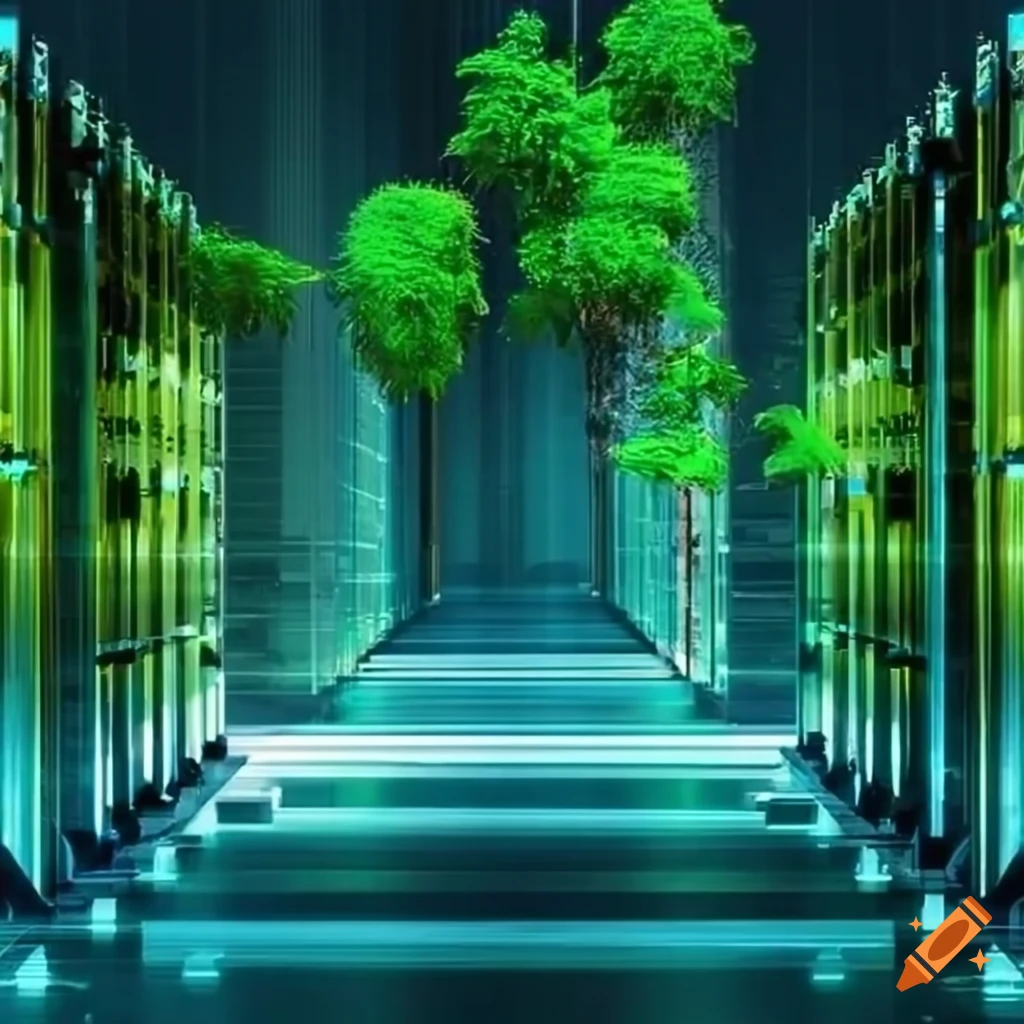 Green sustainable data centers wallpaper on Craiyon