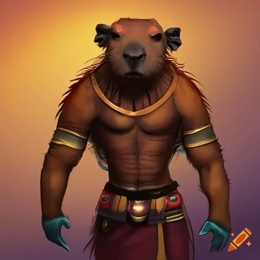 Humanoid capybara warrior on Craiyon