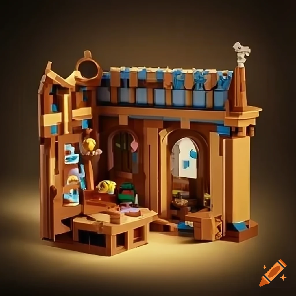 Lego fantasy hut interior on Craiyon