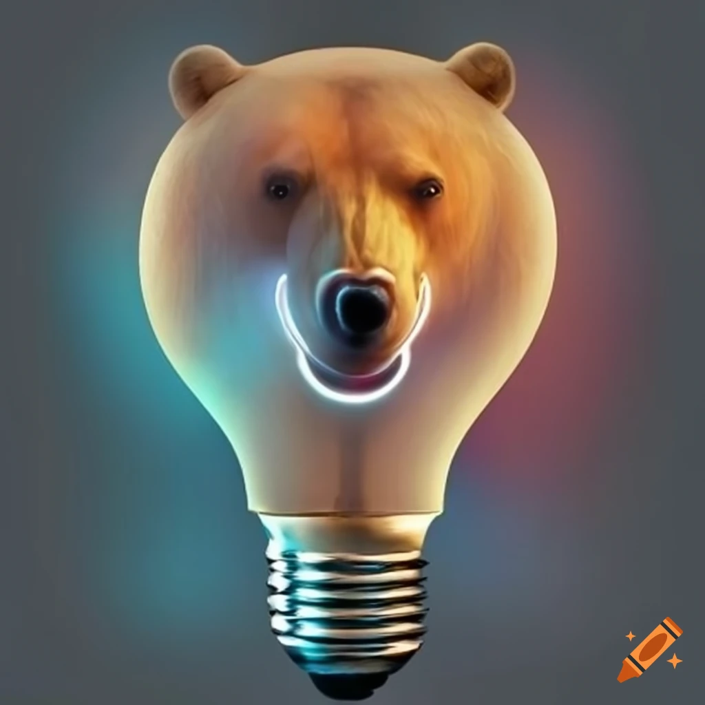 Realistic image of bears in a light bulb on Craiyon