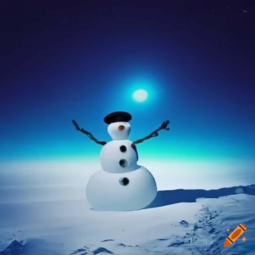 Snowmen lifted into sky by alien spacecraft on Craiyon