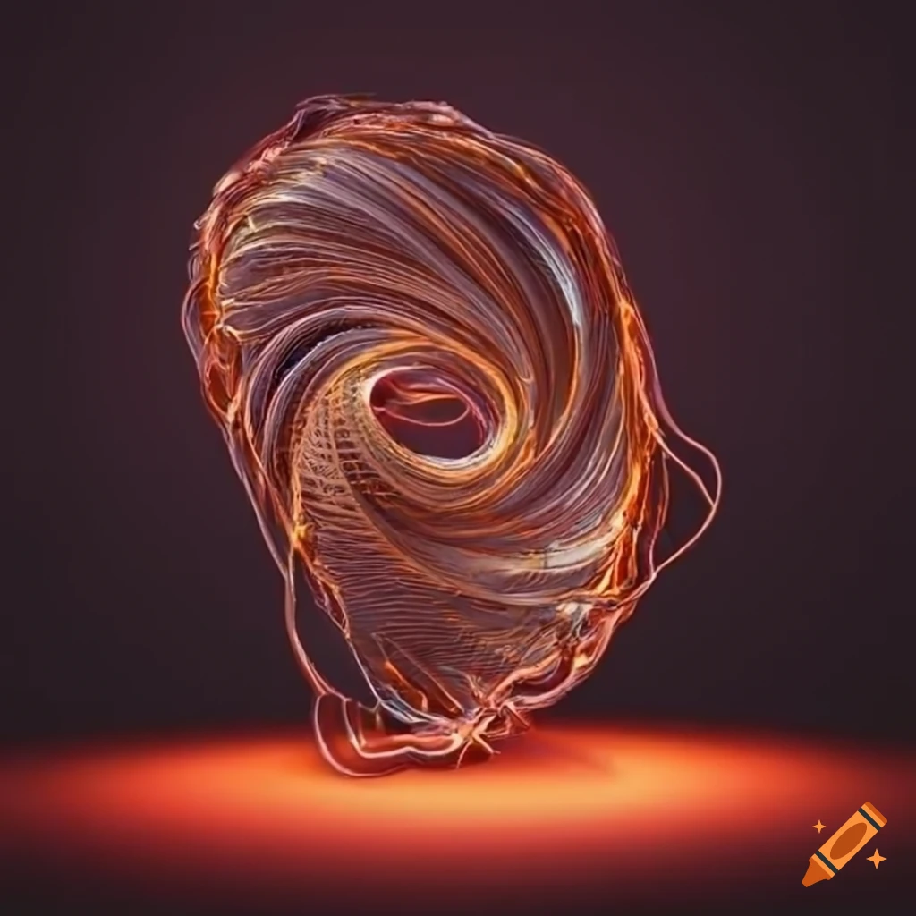 Abstract chaotic attractor made of molten metal strands on Craiyon