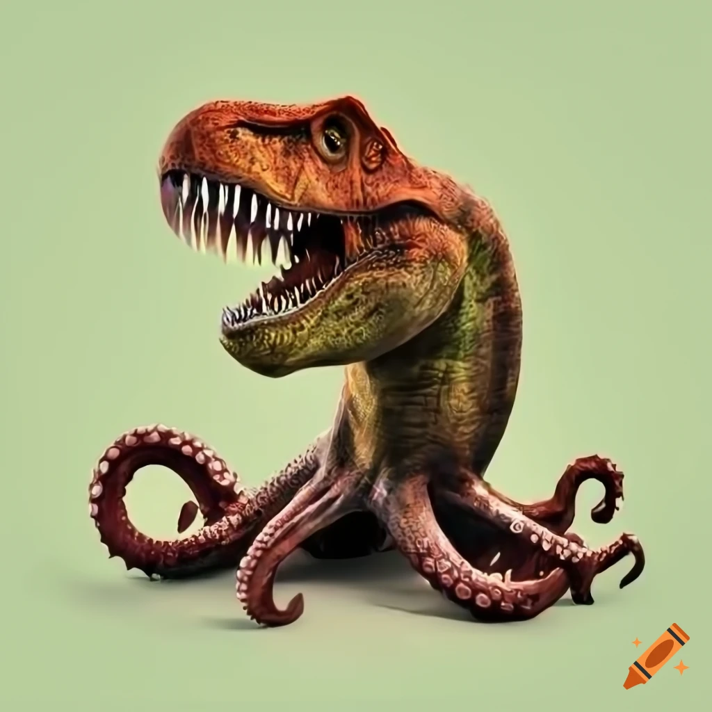 Tyrannosaurus and octopus hybrid creature on Craiyon