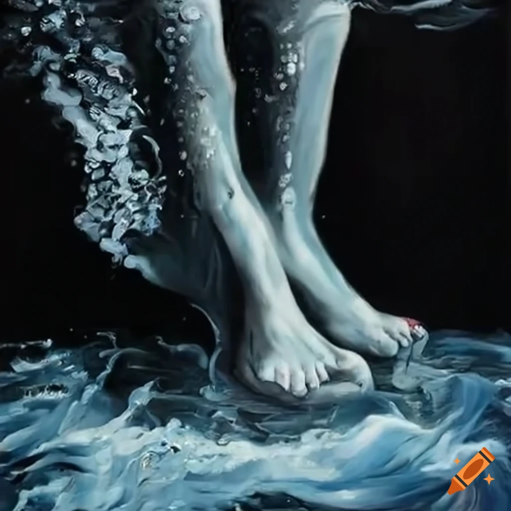 Feet walking through water on Craiyon