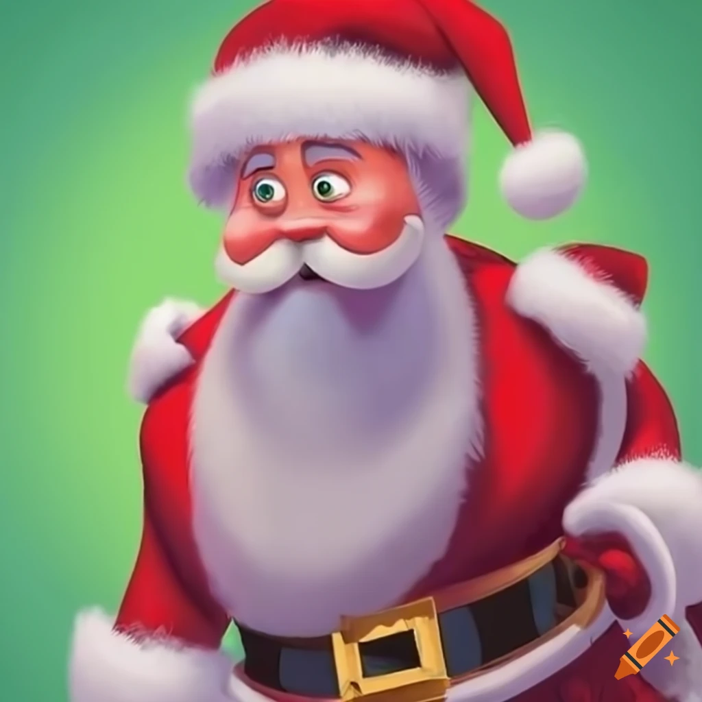 Santa claus in disney-pixar style looking hungry on Craiyon