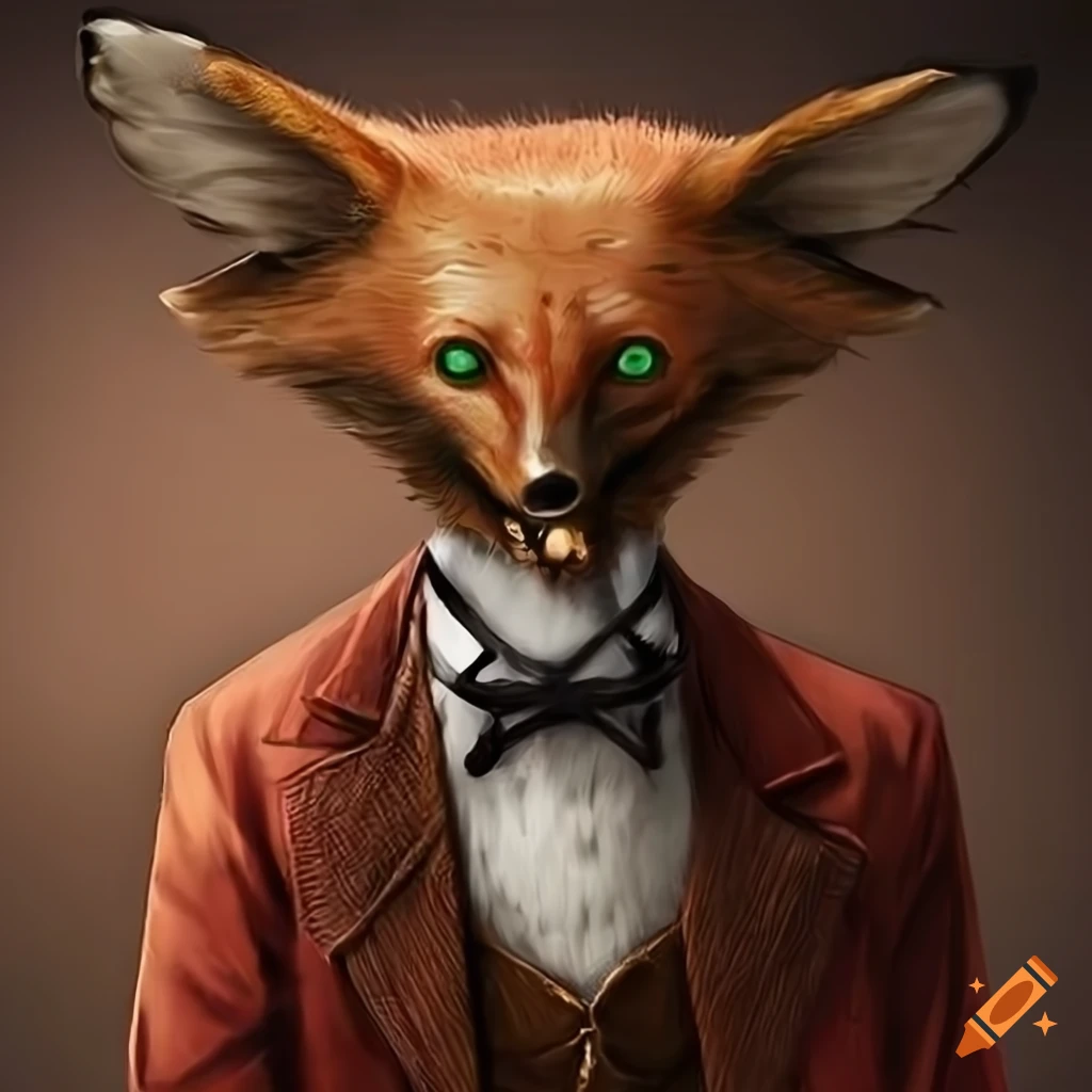 Victorian humanoid fox illustration on Craiyon