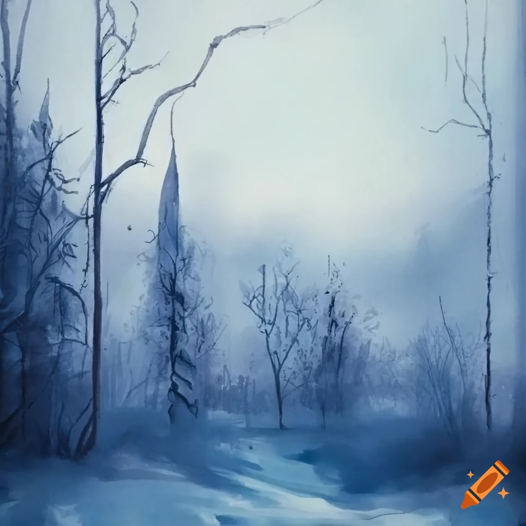 Winter landscape with muted colors depicting distress on Craiyon