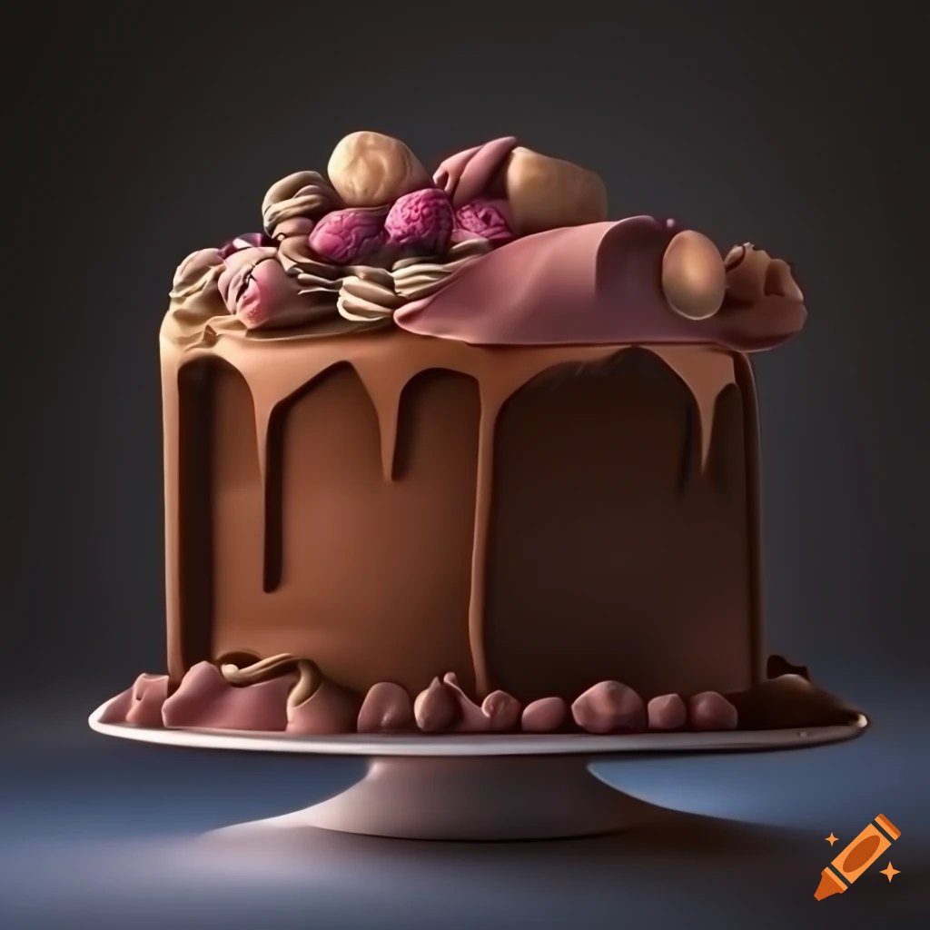 Colorful and realistic chocolate cake artwork on Craiyon