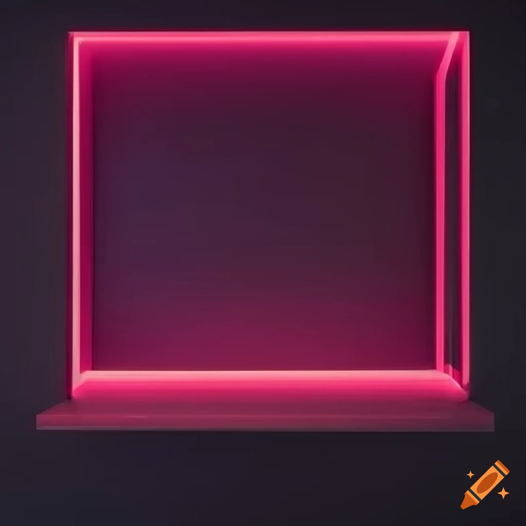 Neon patterned wallpaper with empty wooden shelf on Craiyon