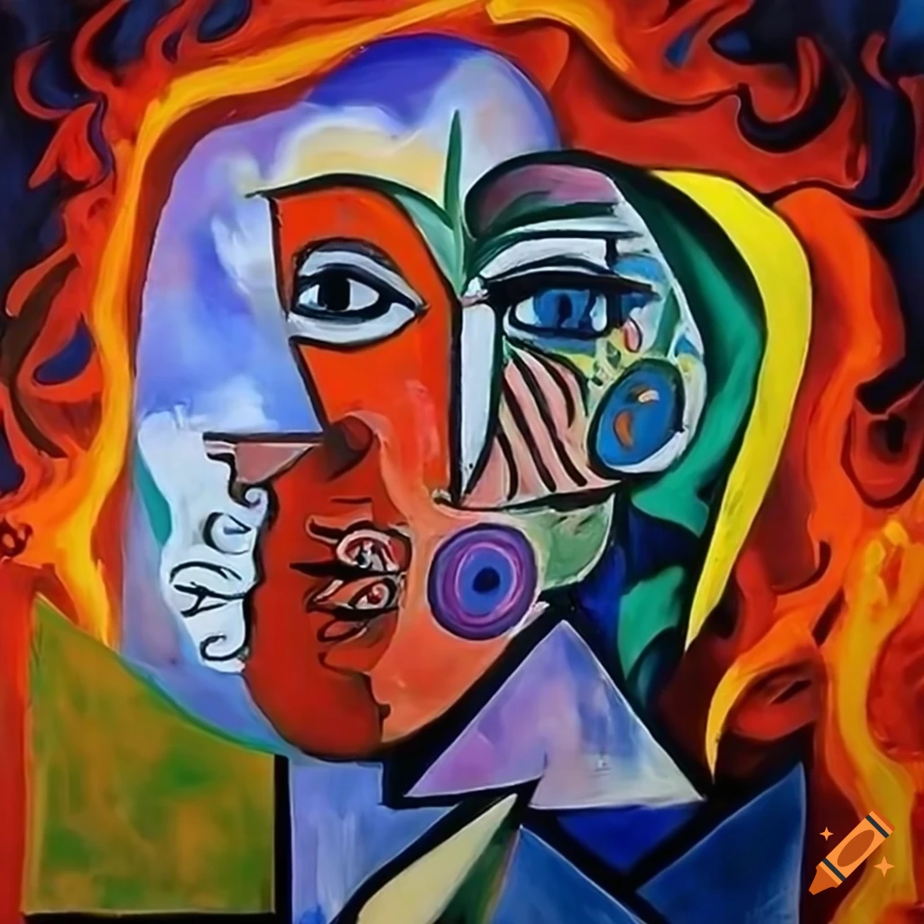 Picasso painting of the world on fire on Craiyon