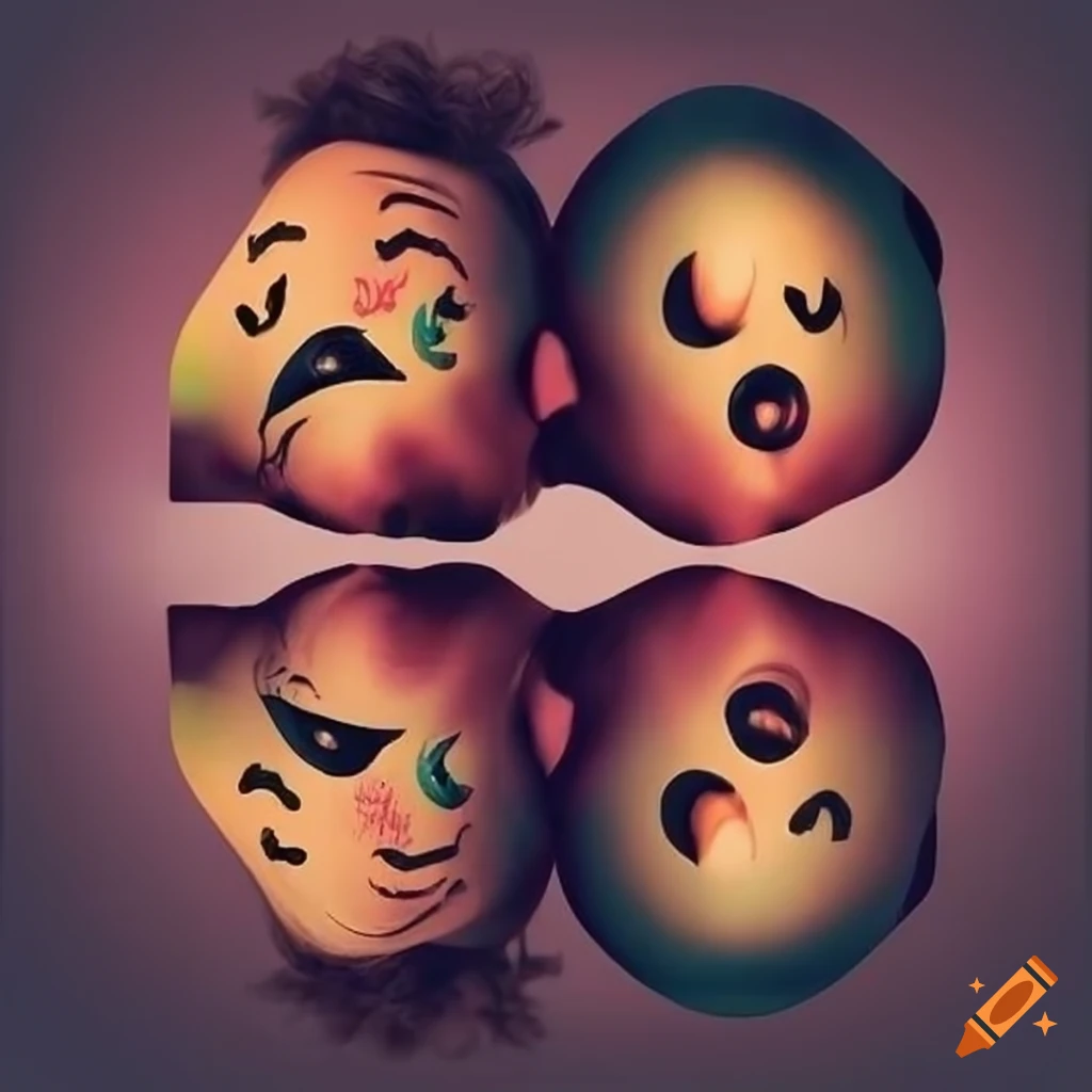 Mixed emotions illustration on Craiyon