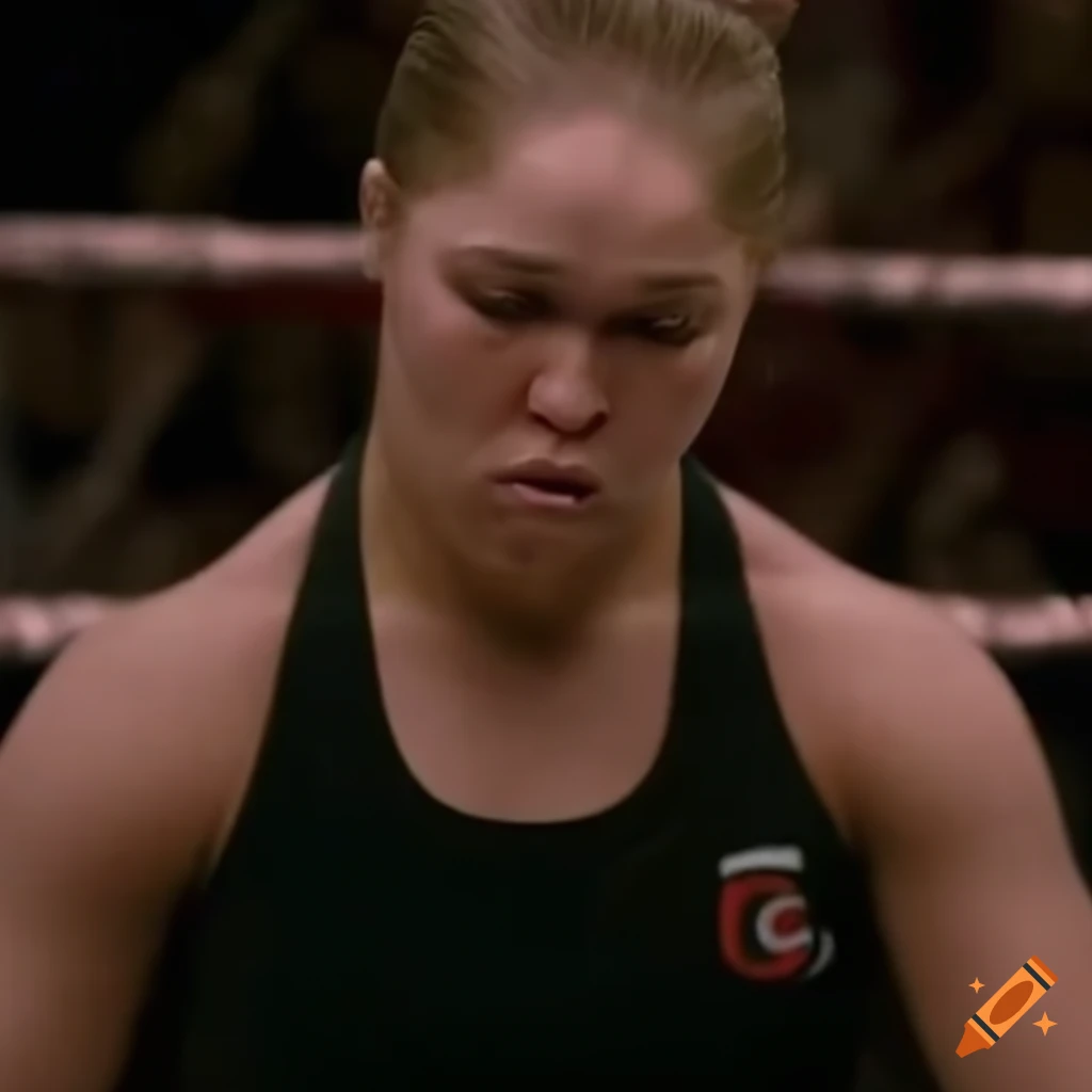 Ronda rousey martial arts fighter in a movie fight scene on Craiyon