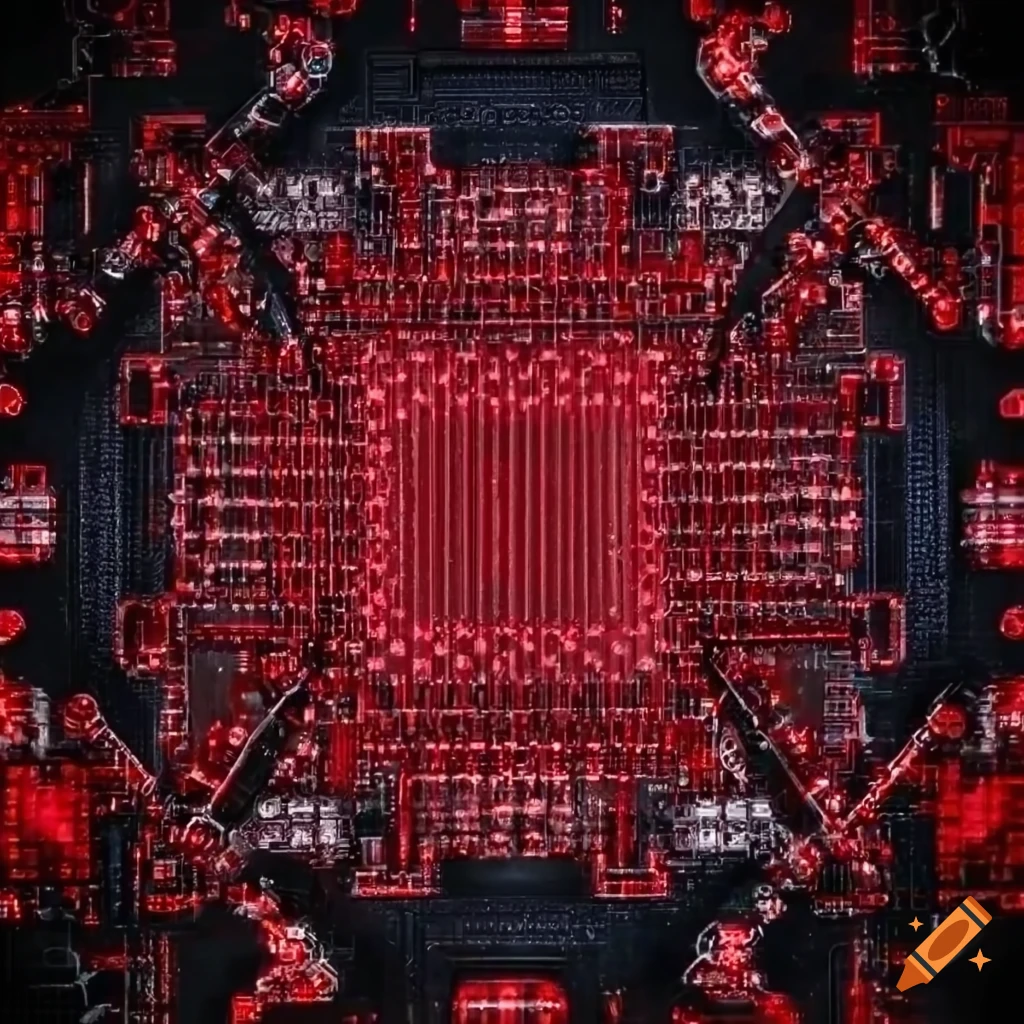 Red cpu code on black background on Craiyon