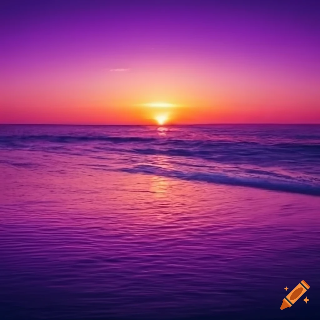 Purple ocean sunrise on Craiyon