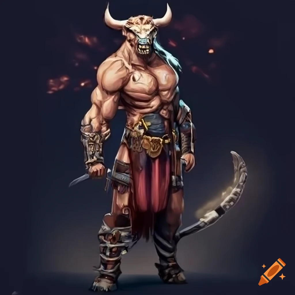 Humanoid bull warrior character on Craiyon