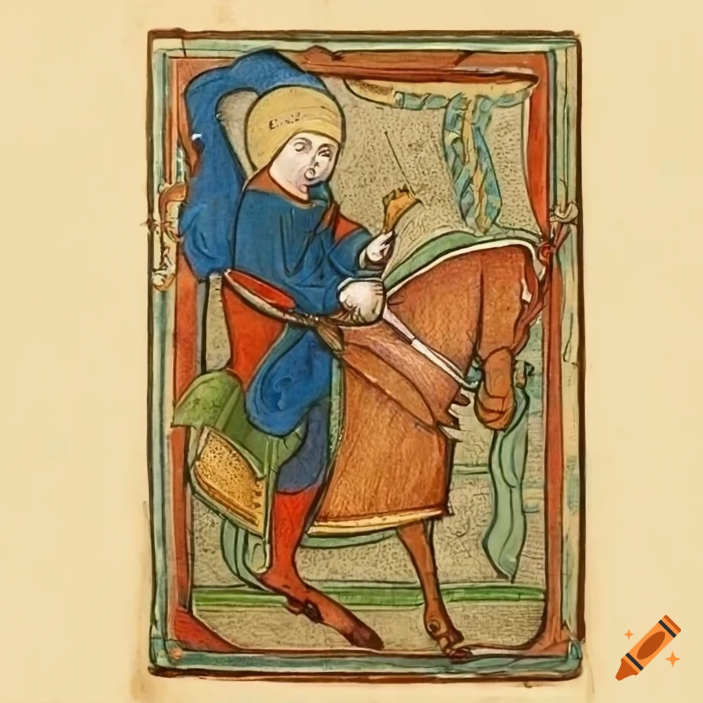 Medieval manuscript illustration of robin hood on Craiyon