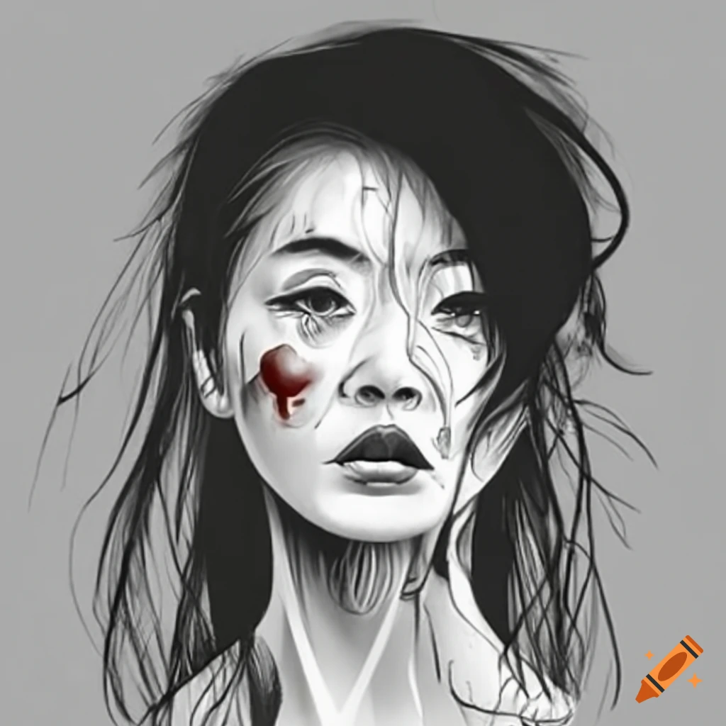 Japanese woman with facial injuries on Craiyon