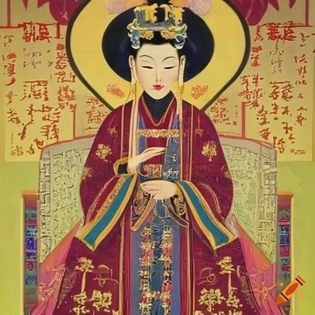 Illustration of The Hierophant and The Empress in a feng shui setting ...