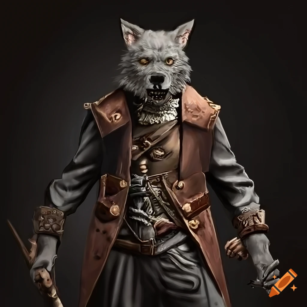 Victorian humanoid wolf soldier on Craiyon