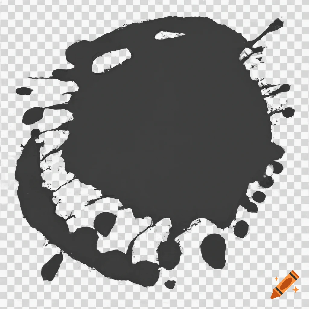 Black ink stain clipart on white background with no shading on Craiyon