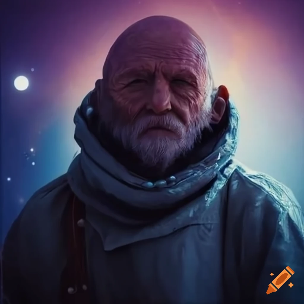 Bald man in space on Craiyon