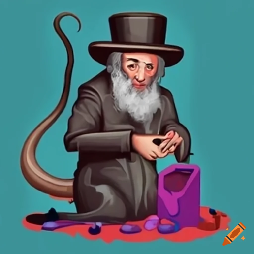 Orthodox rabbi shapeshifting into a sewer rat on Craiyon