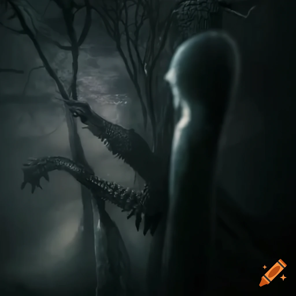 Slender man versus godzilla on Craiyon