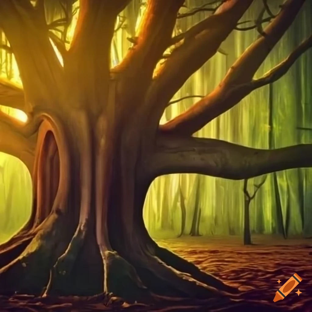 Mysterious forest scene with a poetic caption on Craiyon