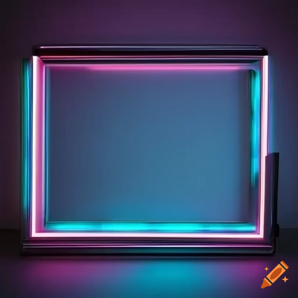 Futuristic detailed picture frame with neon lights on Craiyon