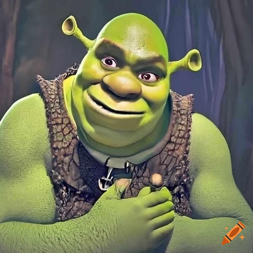 Shrek getting hit by a truck in a humorous scene on Craiyon