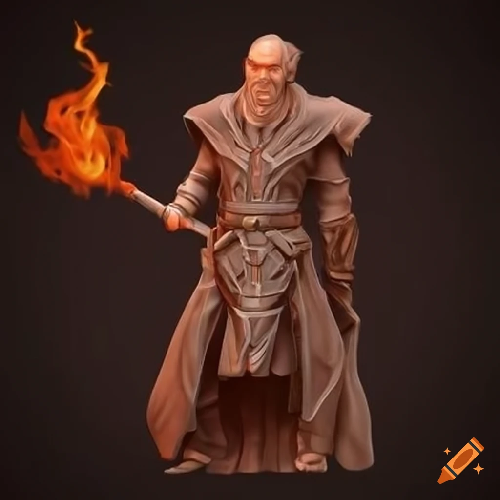 Male fire wizard casting a spell on Craiyon